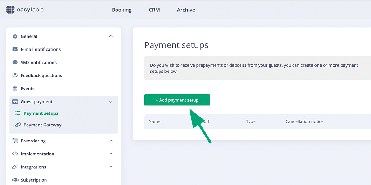 Setting up guest payment – easyTable Support & Knowledge Base
