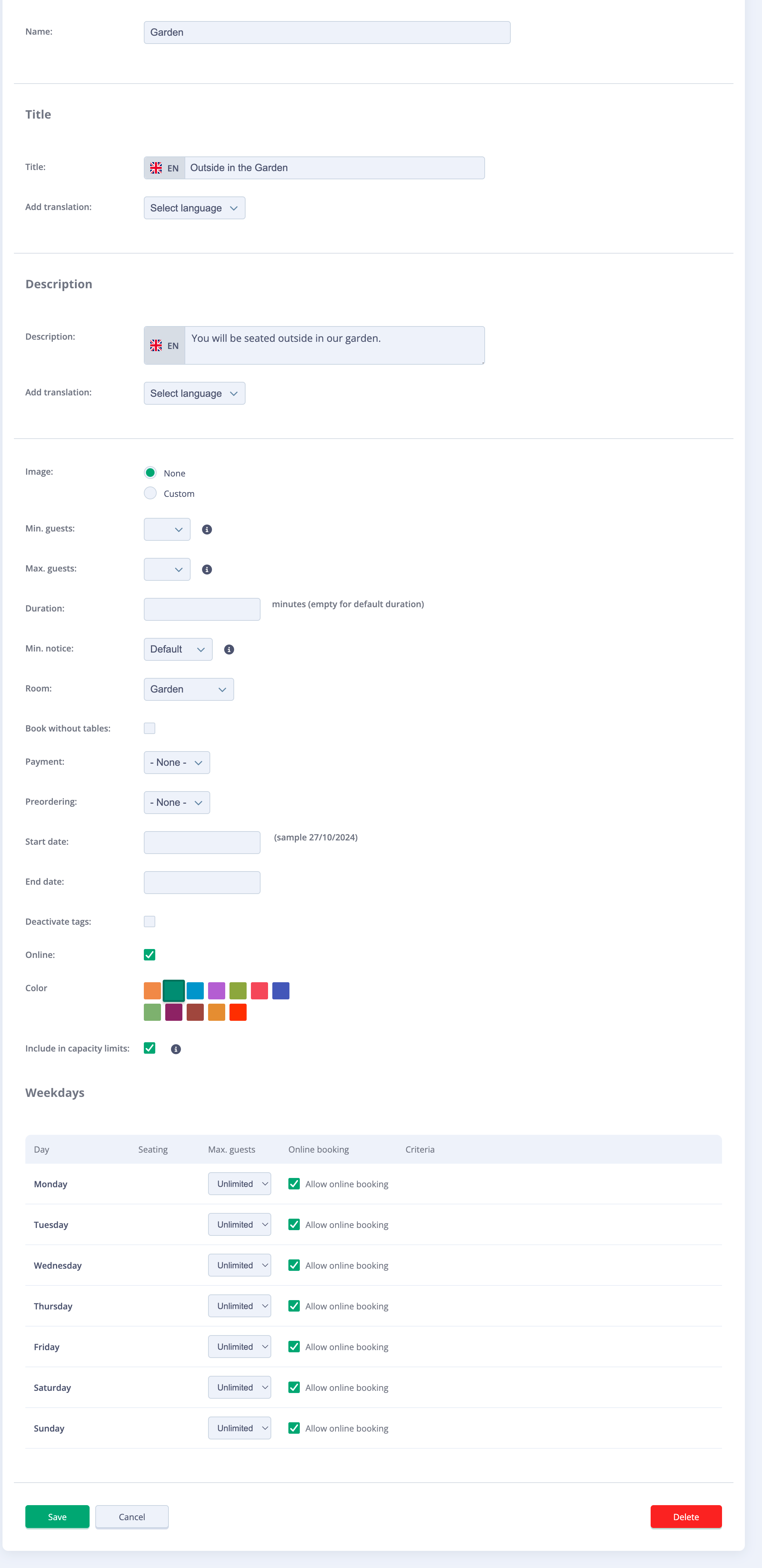 Creating booking types – easyTable Support & Knowledge Base