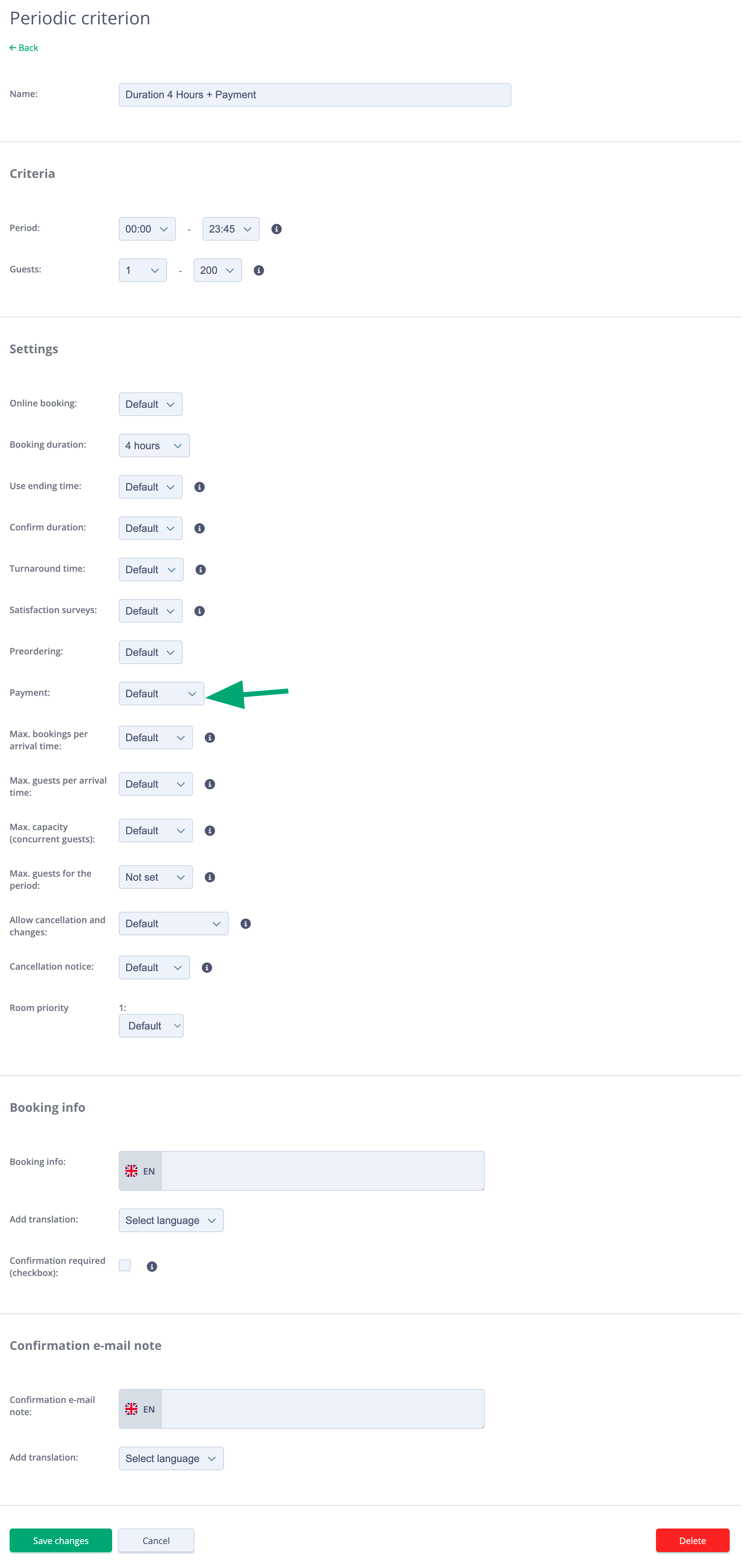 Adding specific payment options to Periodic criteria. – easyTable Support & Knowledge Base