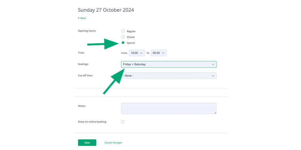 Configuring a seating for a specific date – easyTable Support & Knowledge Base