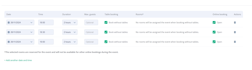 How to set up an Event – easyTable Support & Knowledge Base