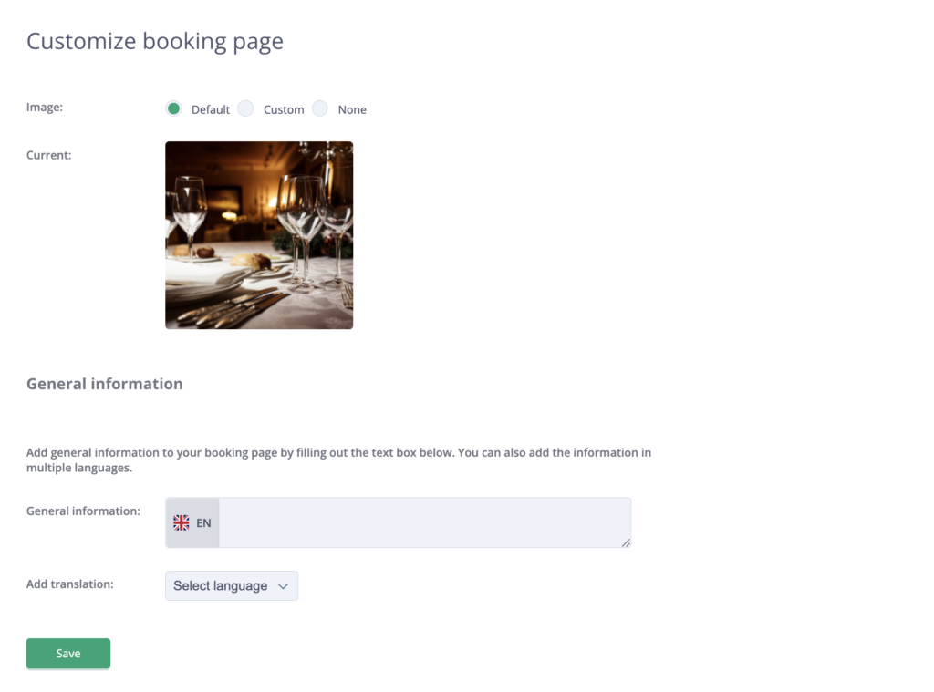 How to add general information to the booking page – easyTable Support & Knowledge Base