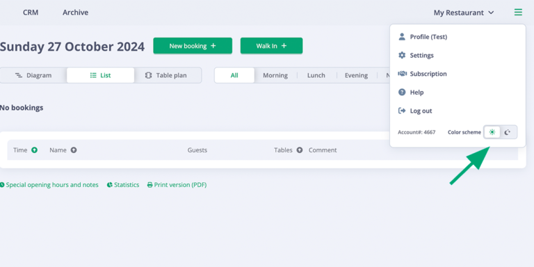 How to Switch Between Light and Dark Mode – easyTable Support & Knowledge Base